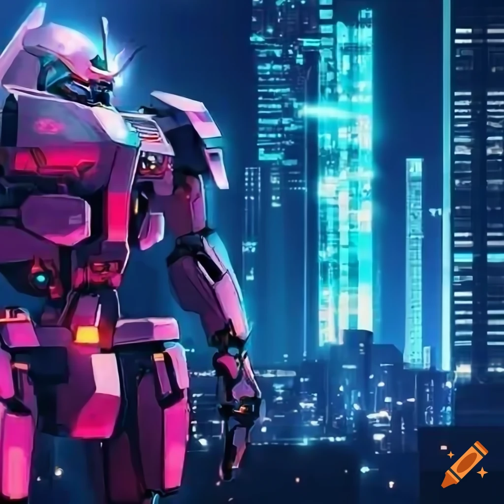 Mecha with pink horns and wings on Craiyon