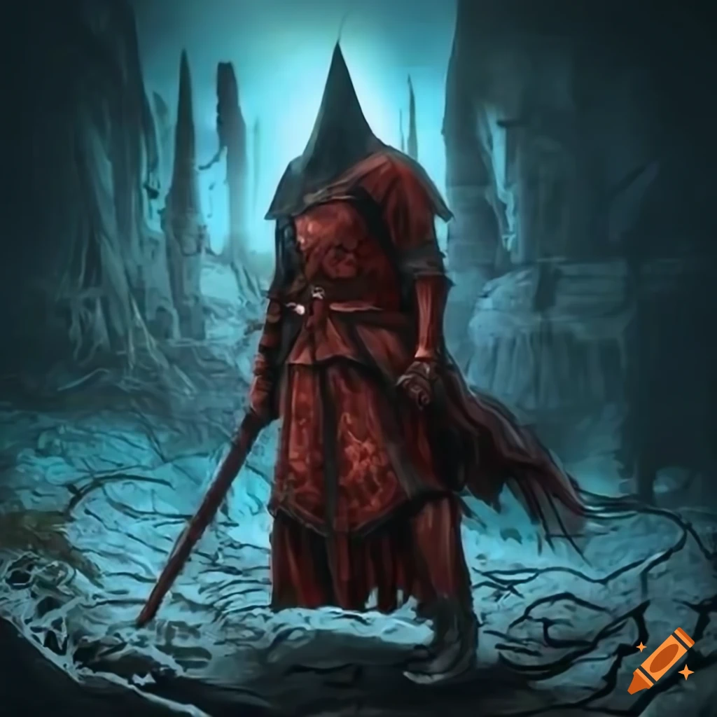 Red wizard character from dark souls on Craiyon