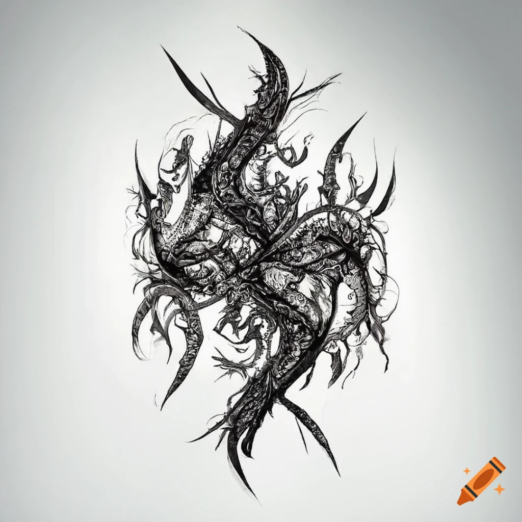 Intricate abstract metal logo on a white background on Craiyon