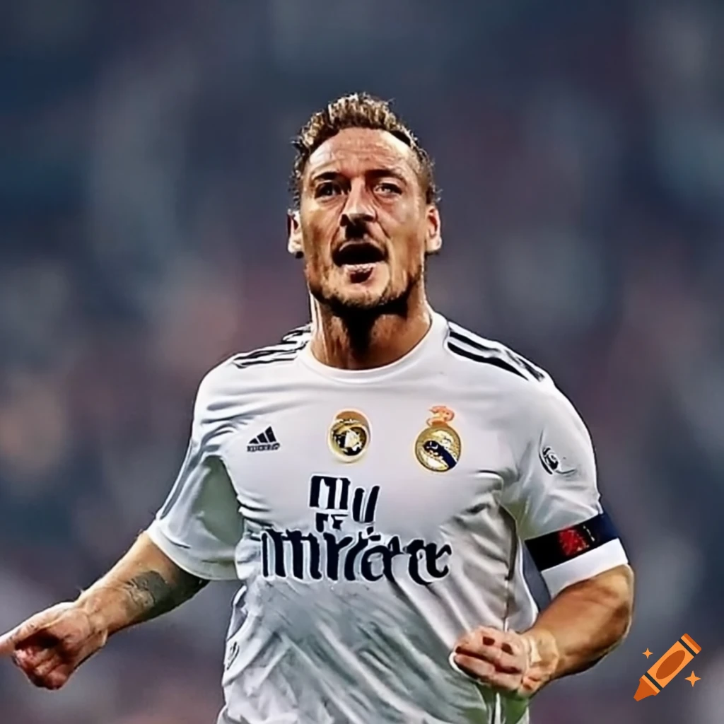 Francesco Totti with Champions League trophy in Real Madrid jersey on ...