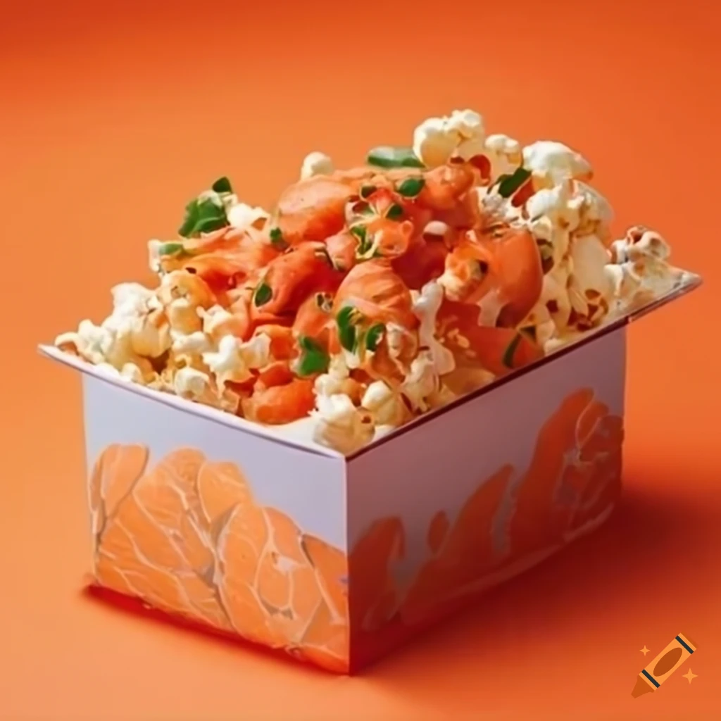 Delicious salmon in a popcorn box