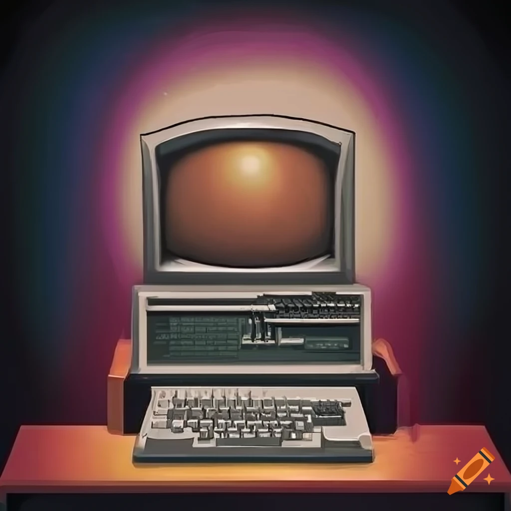Tim jacobus-style artwork of an ibm computer on Craiyon