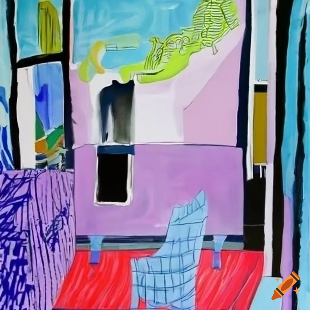 Le corbusier and david hockney artworks on Craiyon