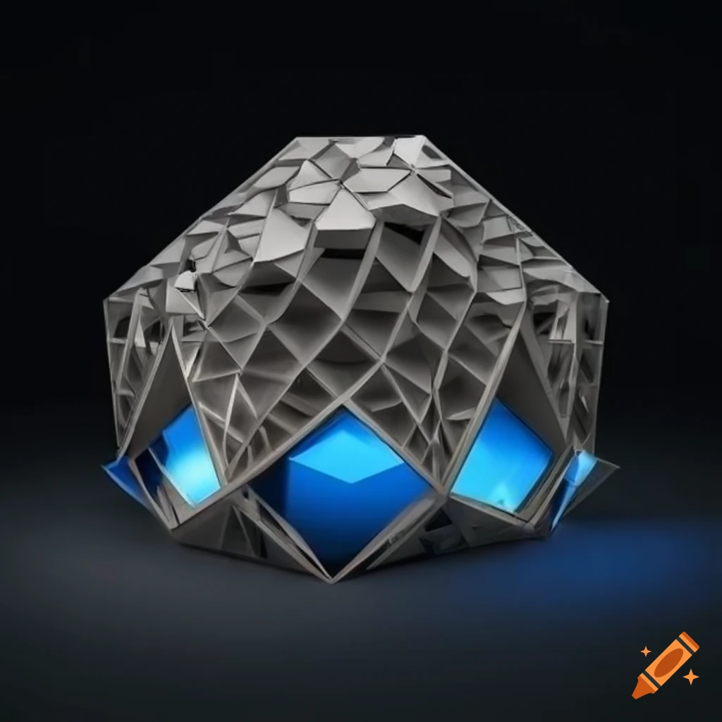 Black spiny-eyed metallic penrose triangle building in surreal white ...