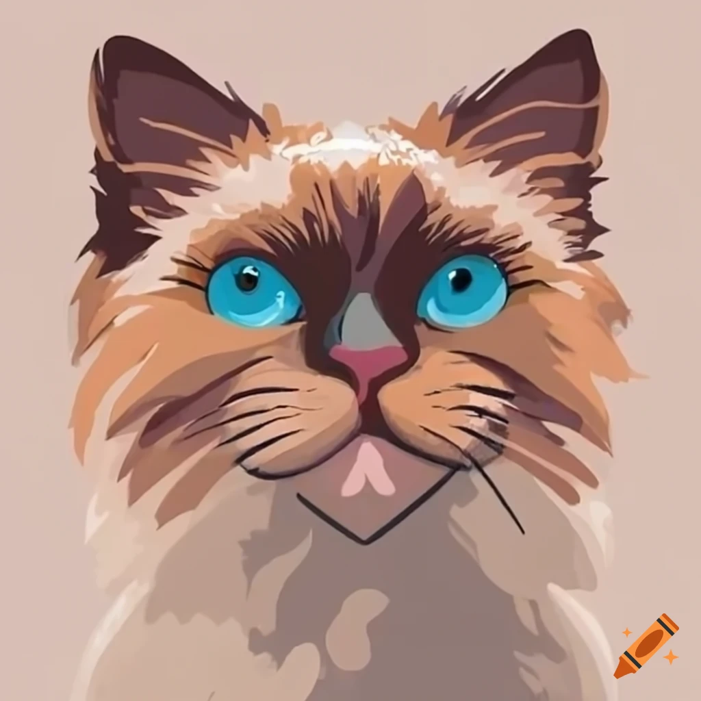 Cute blue-point siamese cat in modern vector art style on Craiyon