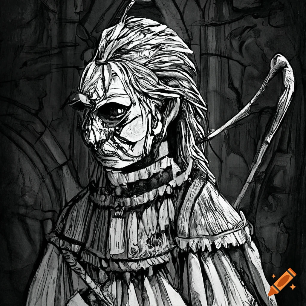 Black and white pen and ink medieval illustration on Craiyon