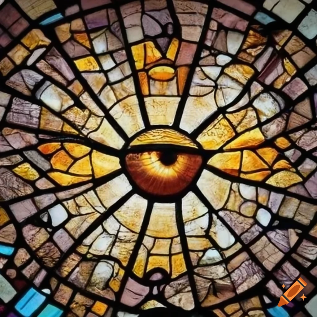 Golden eye stained glass window