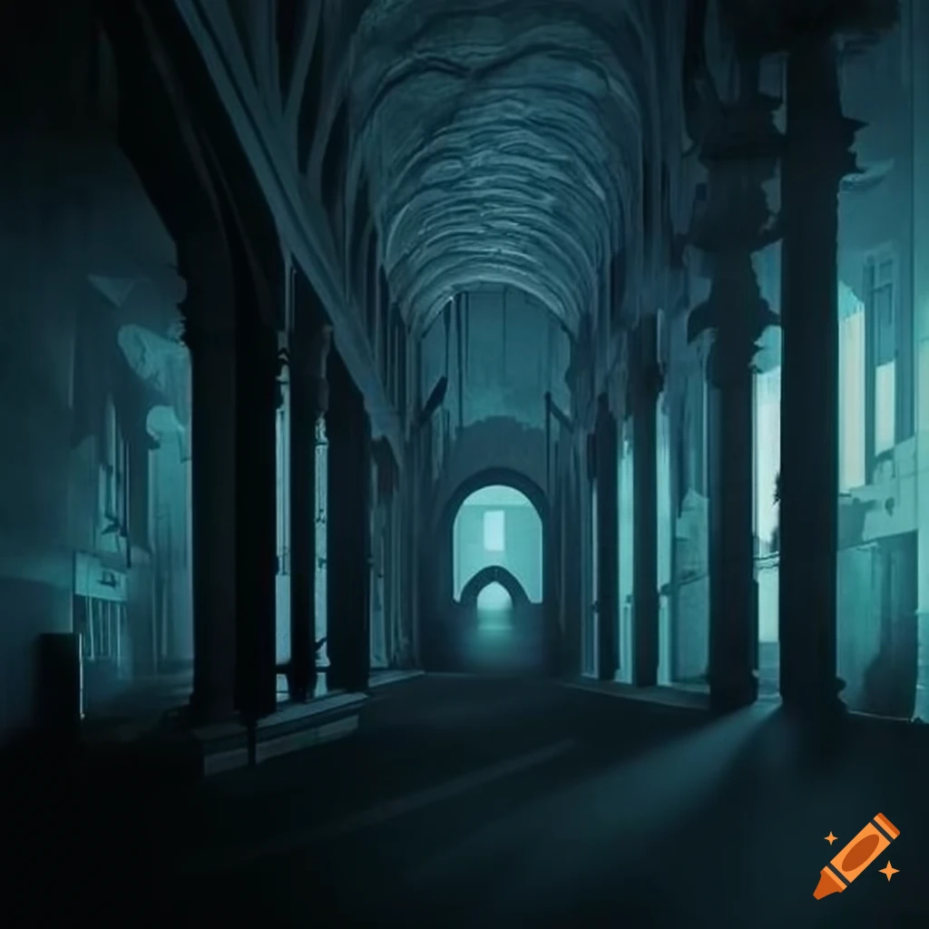 Dark and mysterious architectural design on Craiyon