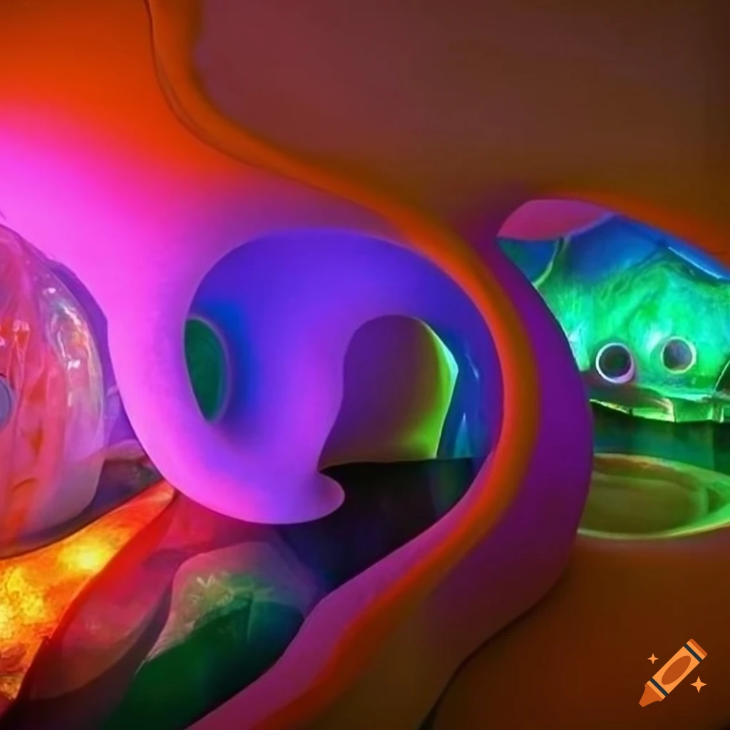 Abstract sculpture with striking design and translucent forms on Craiyon