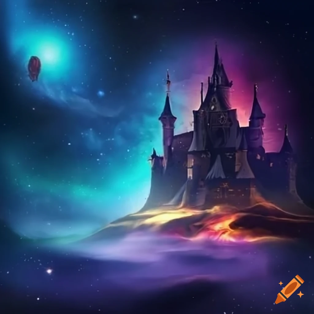 Image of a mystical castle with a galaxy in the sky on Craiyon