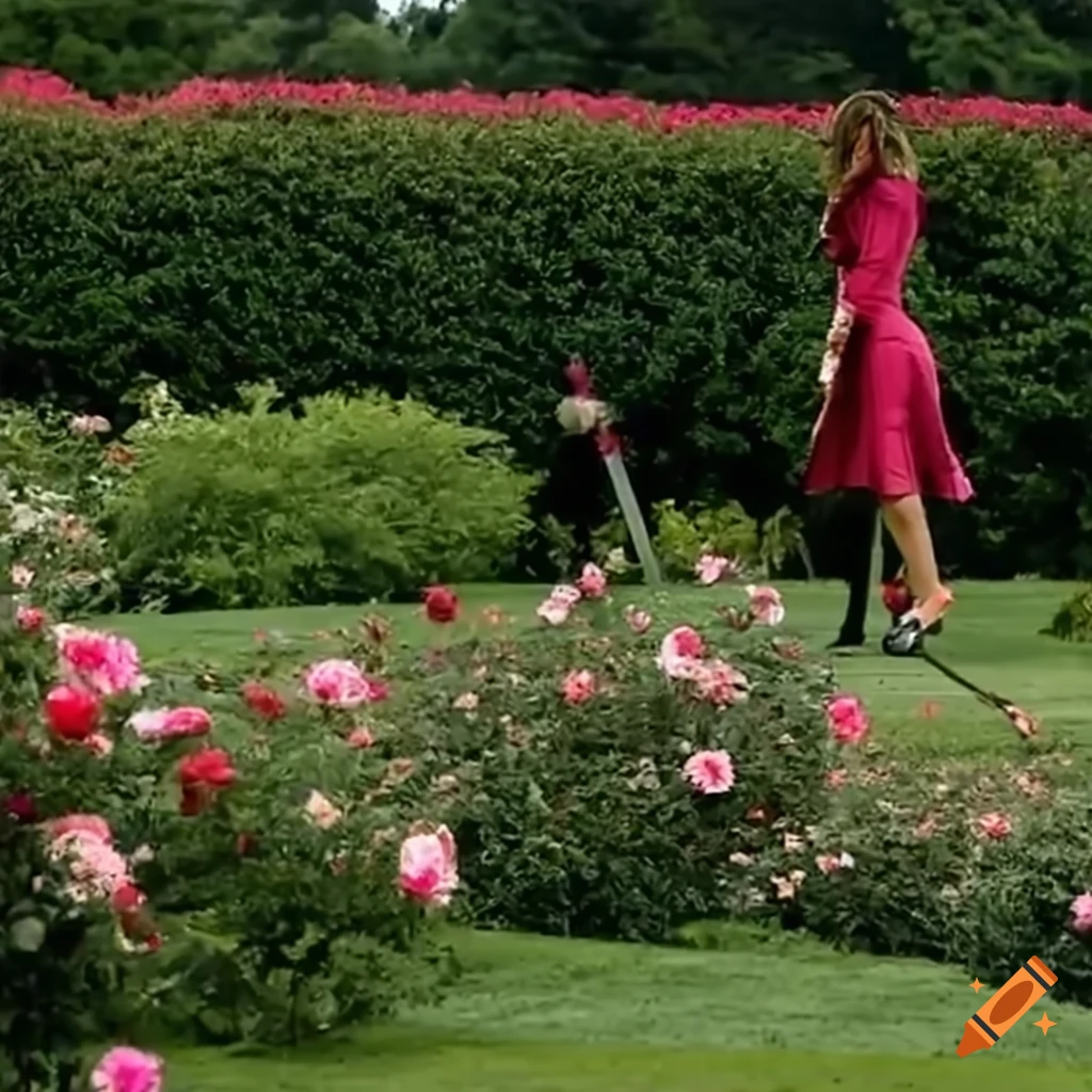 Melania trump destroying flowers in the rose garden on Craiyon