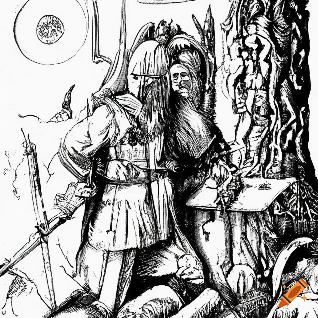 Medieval black and white illustration by barnaby sheppard on Craiyon