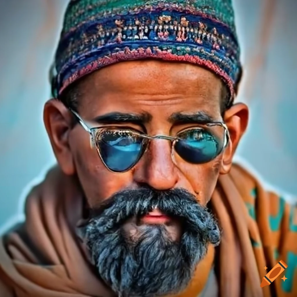 Portrait of a young moroccan man with a beard and glasses