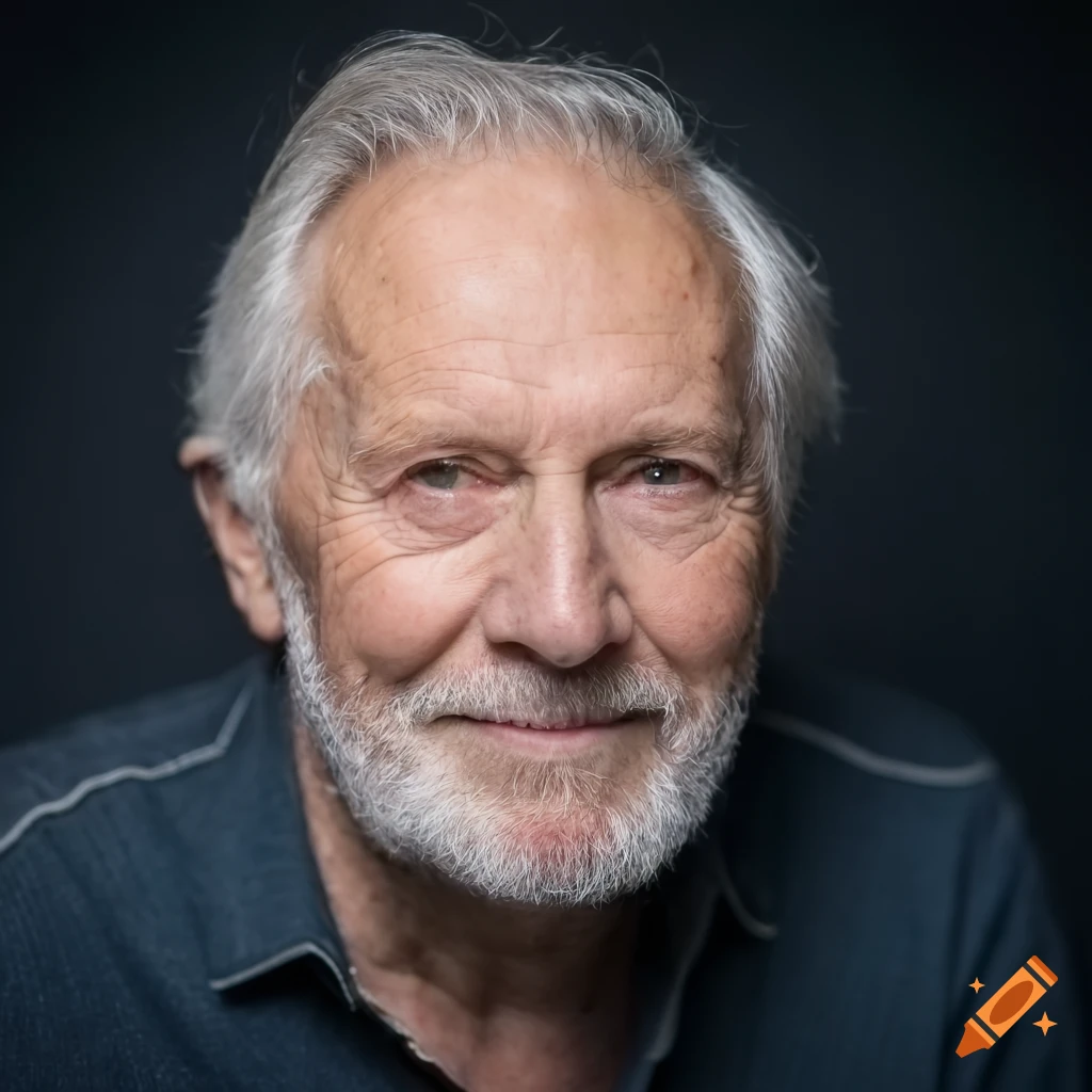 Portrait Of A Serious 80 year old Man With Blue Eyes On Craiyon