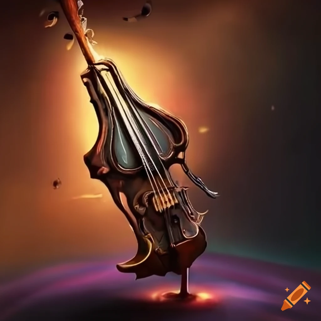 Fantasy creature with pointed ears and wings playing a string ...