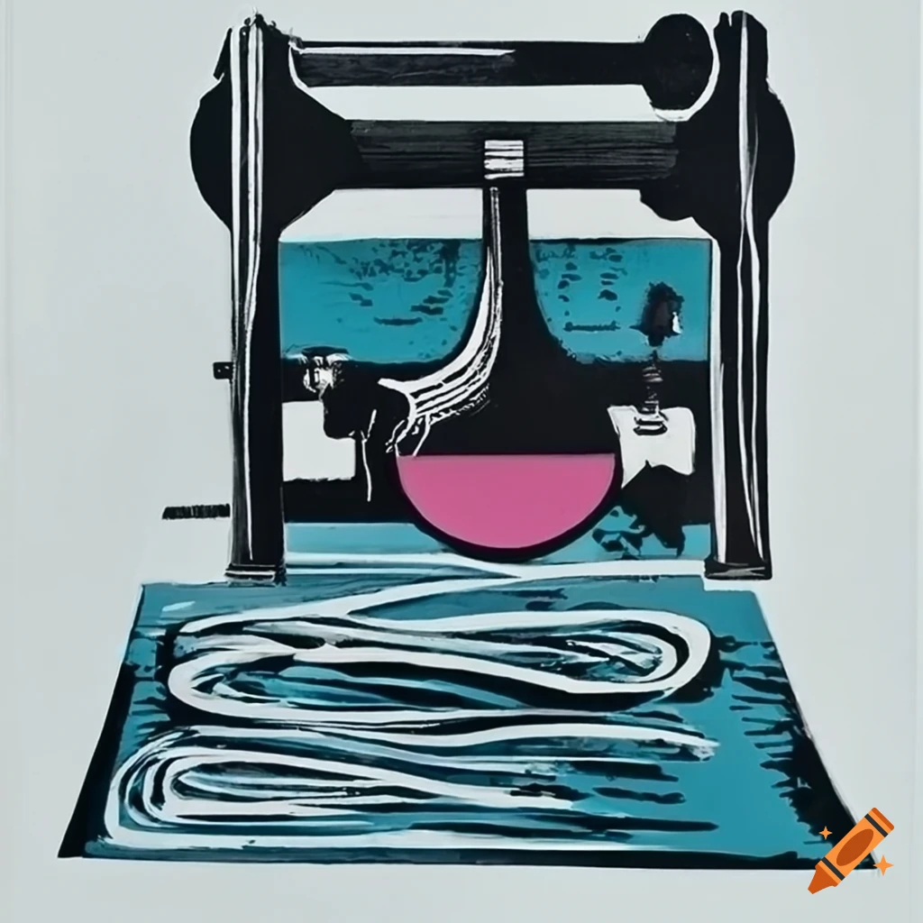 Lino print making machine on Craiyon