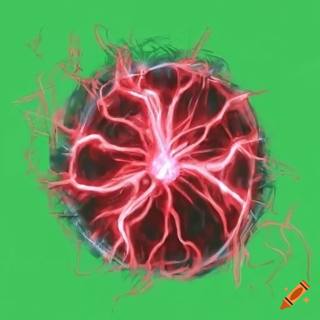 Red plasma orb with a symbol inside on Craiyon