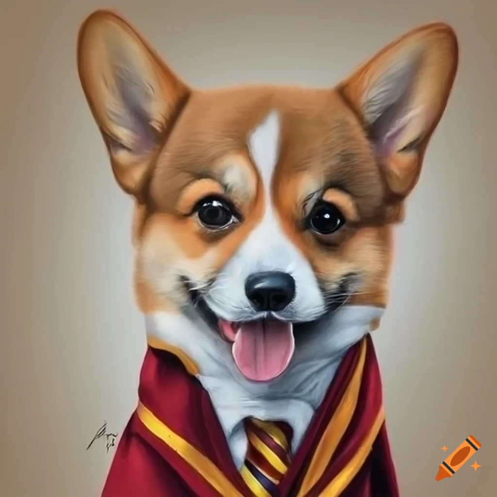 Hyper realistic drawing of a baby corgi splooting on Craiyon