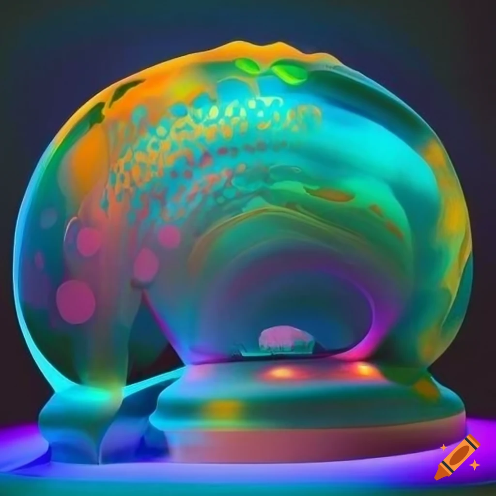 Abstract sculpture with translucent opalescent architecture on Craiyon