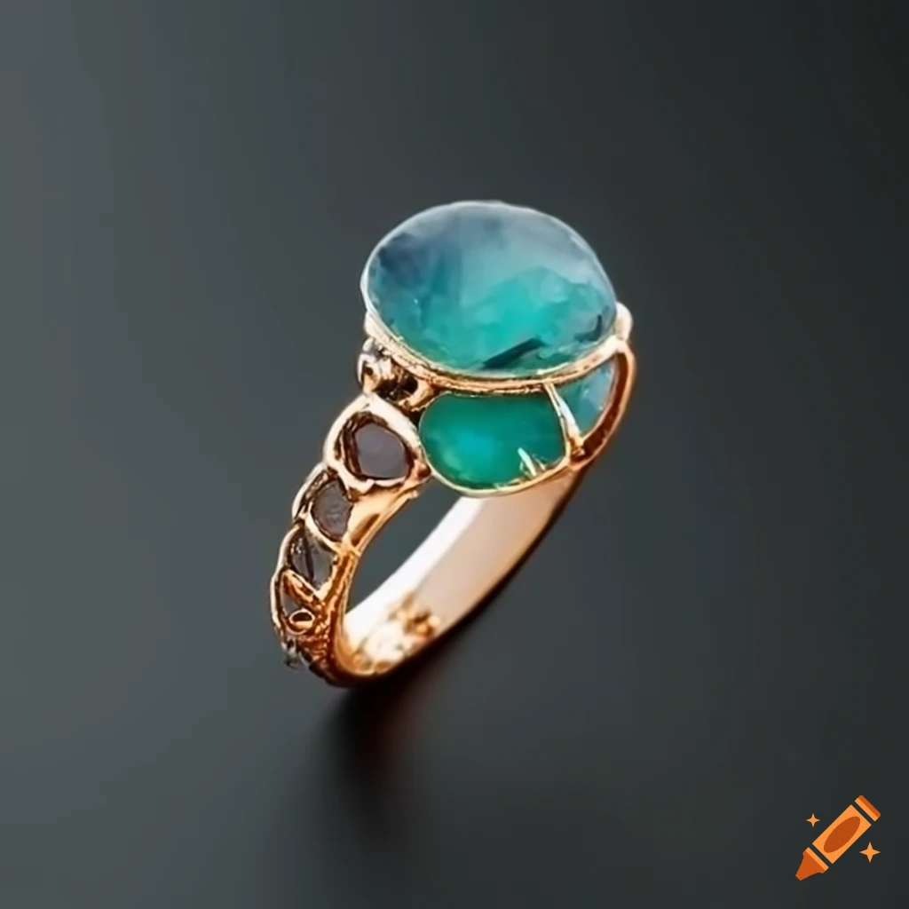 Photos of minimalist jewelry with raw gemstones in white gold on Craiyon