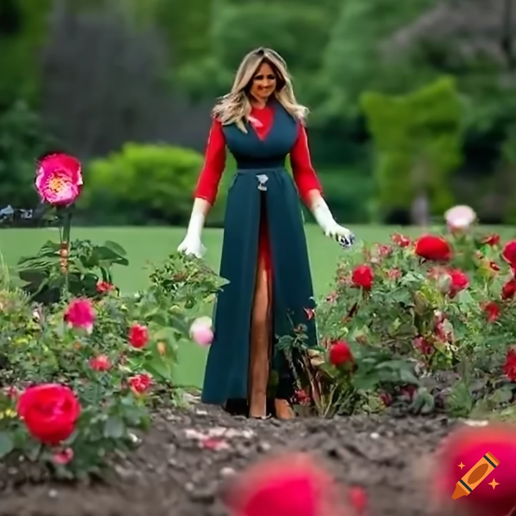 Melania Trump destroying flowers in Rose Garden on Craiyon