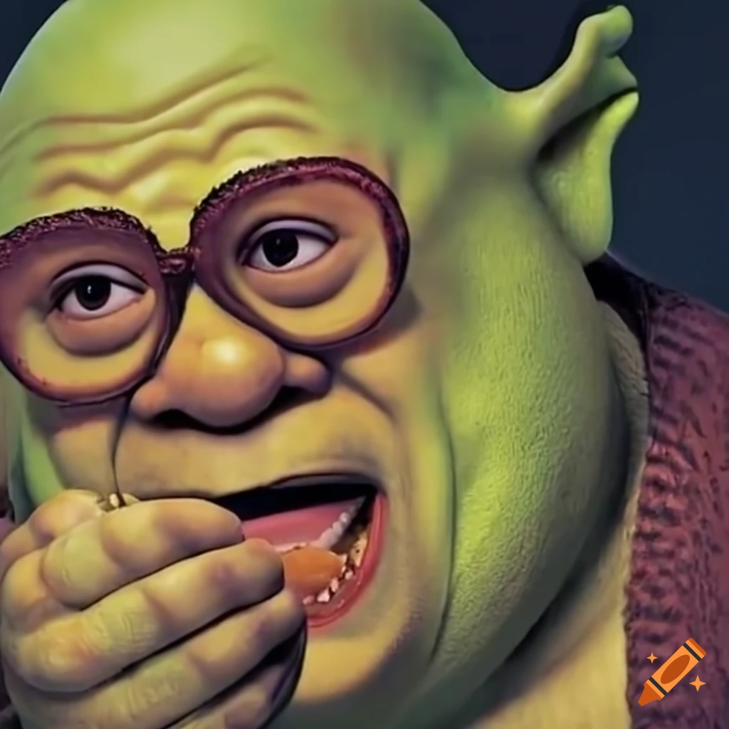 Shrek family celebrating christmas in 1983 on Craiyon