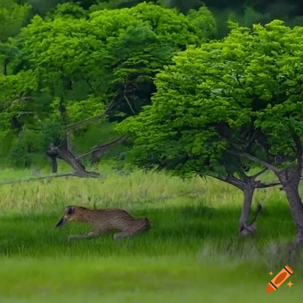 Capybara standing near trees on Craiyon