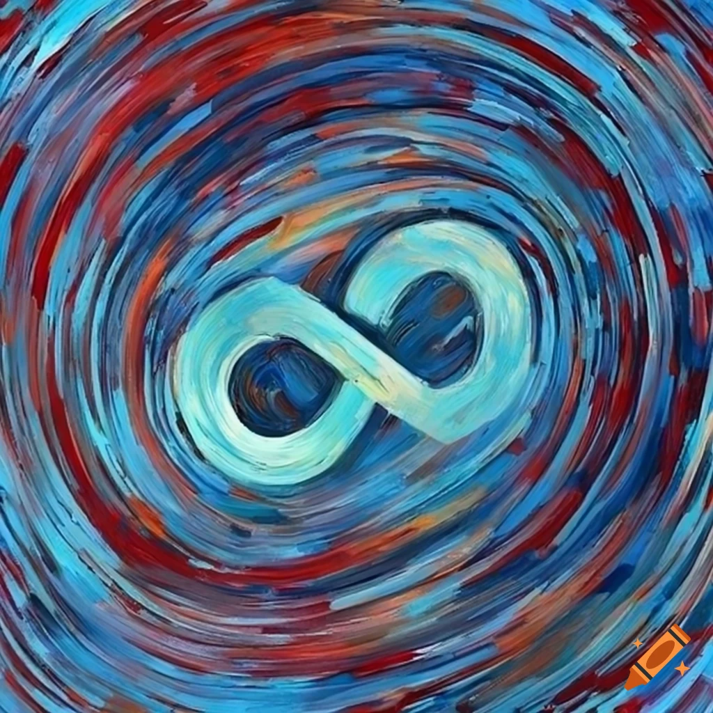 Painting of blue and red infinite symbol in Van Gogh style on Craiyon