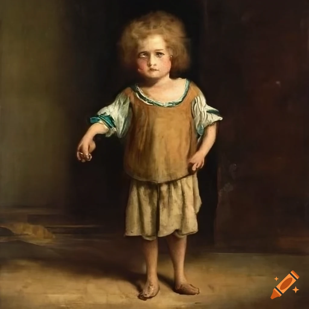 Portrait of a poor child from the 19th century