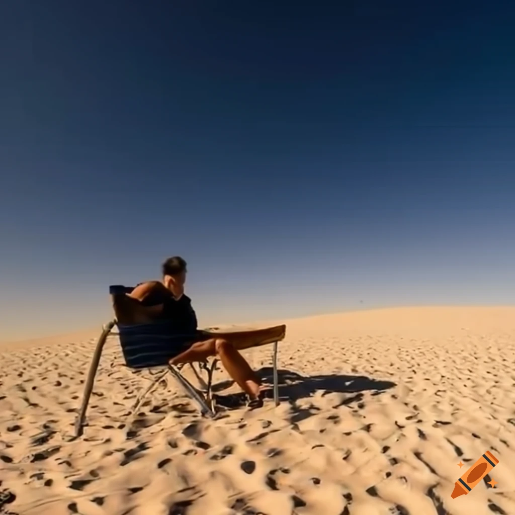 Sci-fi spaceman relaxing on a desert sandy planet on Craiyon