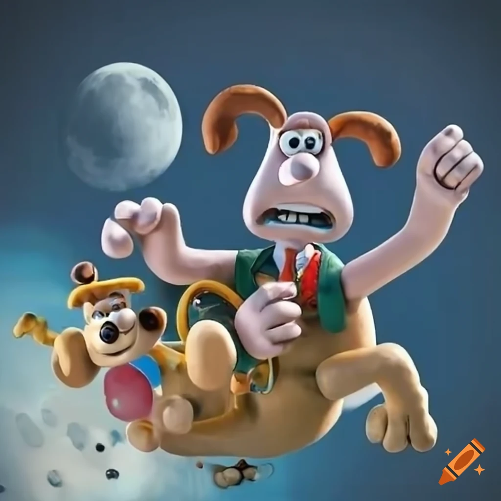 Wallace and gromit moon landing on Craiyon