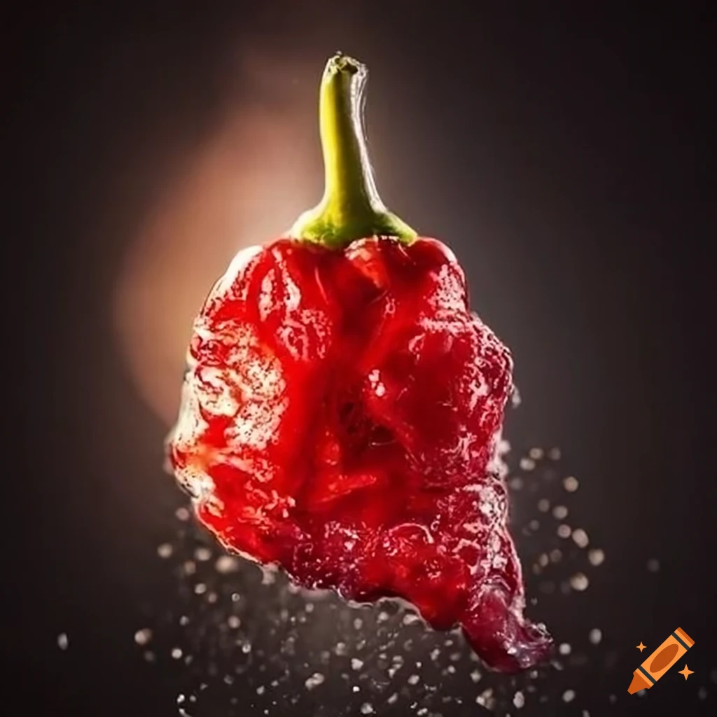 Skull-shaped red pepper with green stem on Craiyon