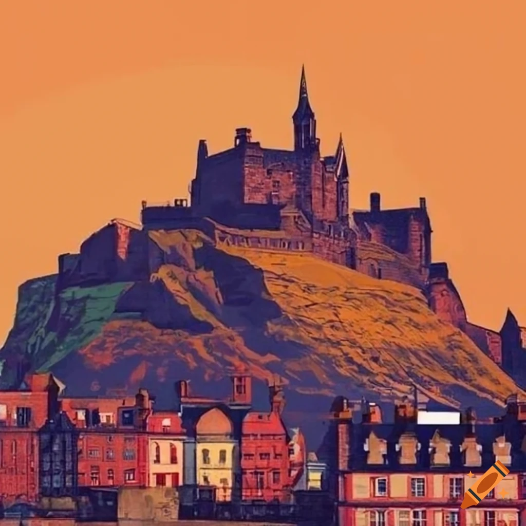 Vintage travel poster of edinburgh castle on Craiyon