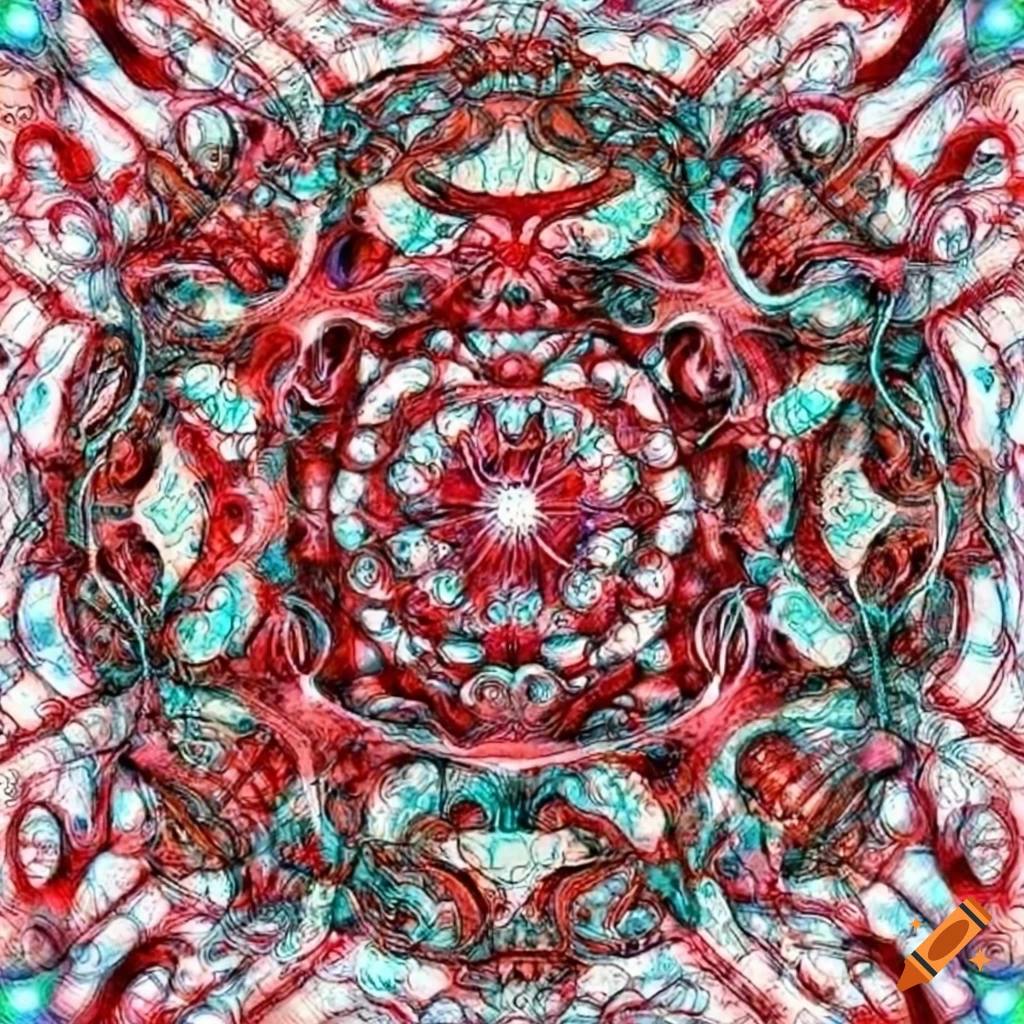 Red abstract artwork depicting mathematical magic