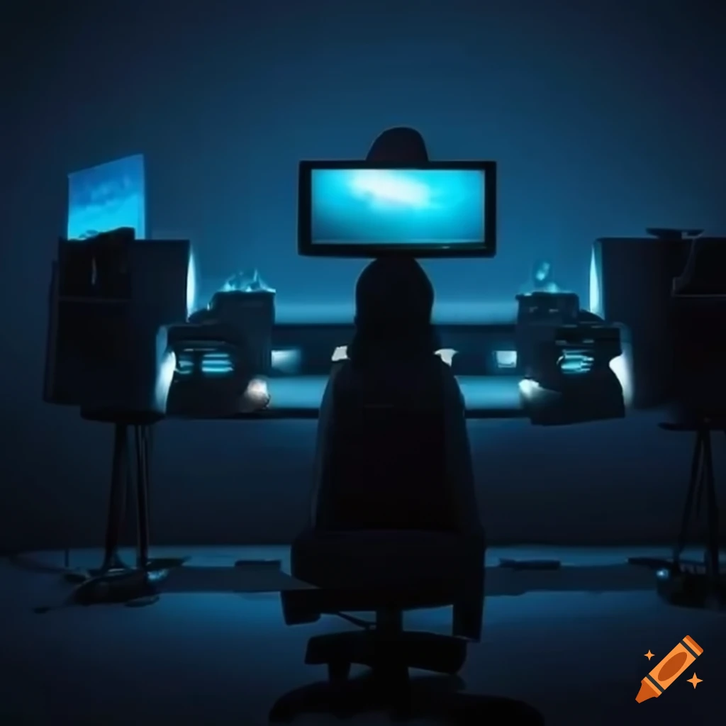 Interior of a dark gaming studio on Craiyon