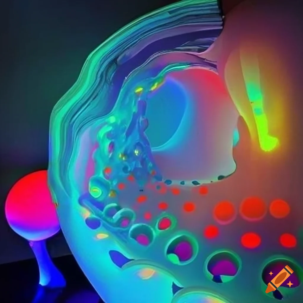 Abstract sculpture with translucent and opalescent architecture on Craiyon