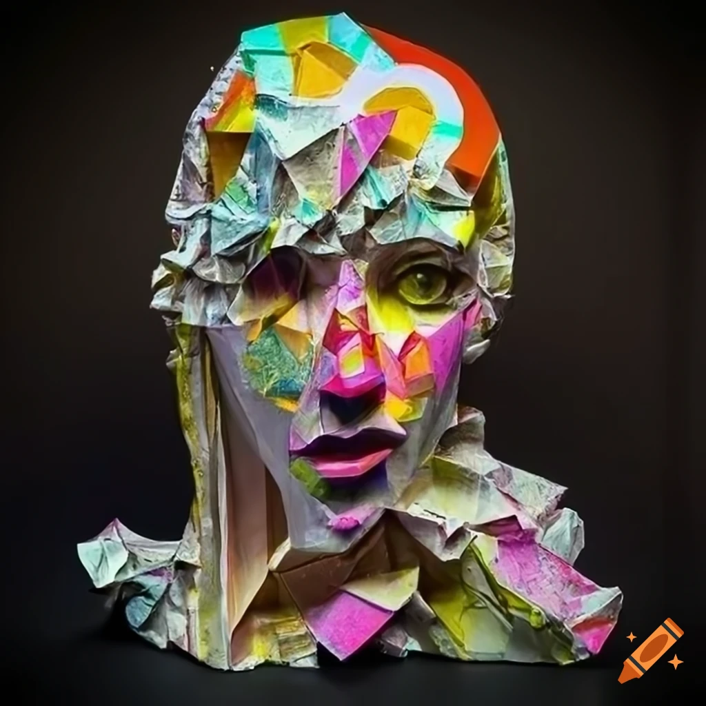Intricate and vivid origami sculptures on Craiyon
