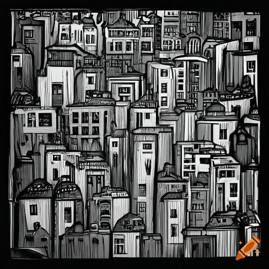 Striking black and white artwork on inequality on Craiyon