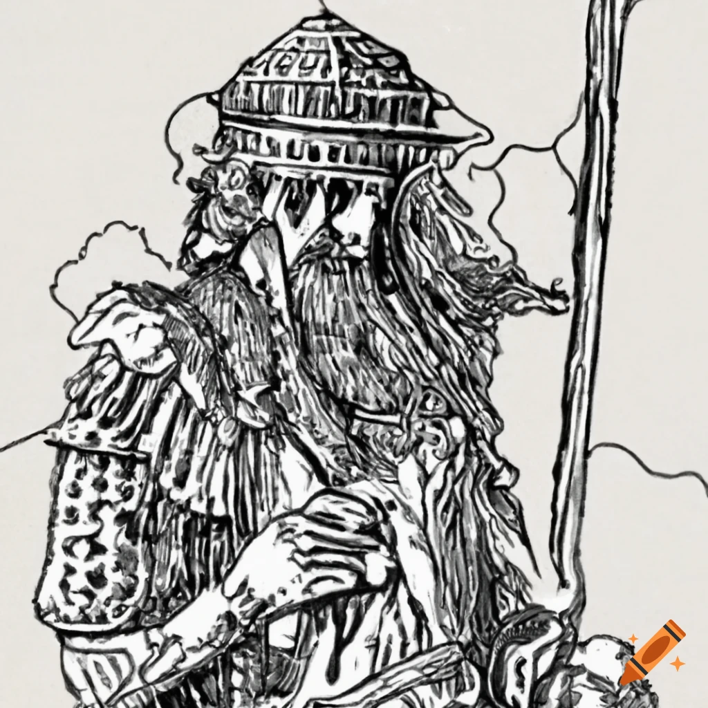 Black and white pen and ink medieval illustration on Craiyon