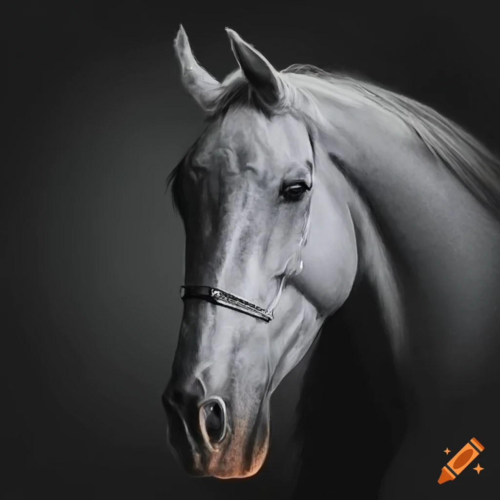 Translucent hyper-realistic white horse portrait on Craiyon