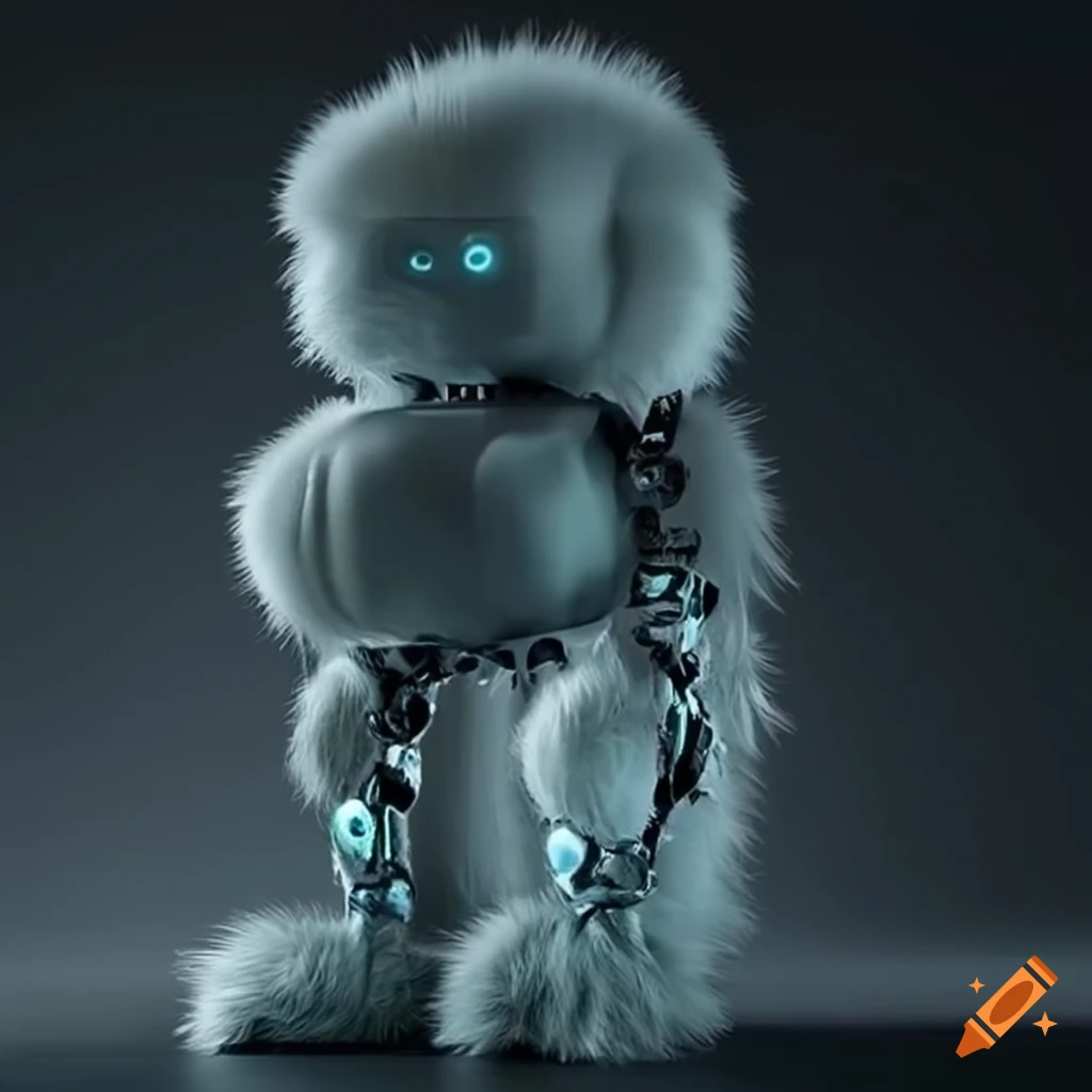 Futuristic robotic sculpture with fur on Craiyon