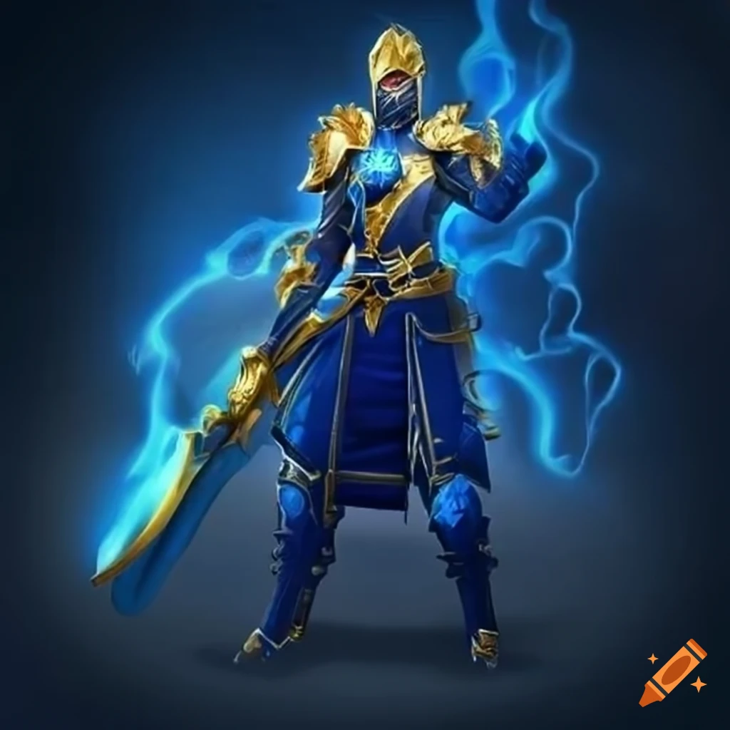Sci-fi knight with a blazing blue sword