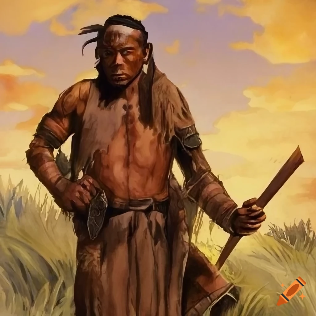 Bushman warrior in medieval plate armor on Craiyon