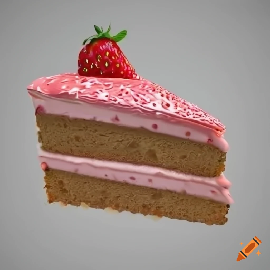 Realistic 3d render of a slice of strawberry cake on Craiyon