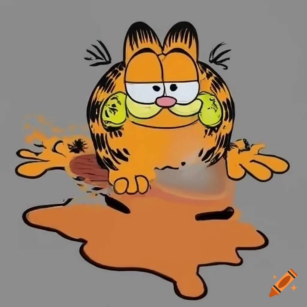 Garfield enjoying lasagna on Craiyon