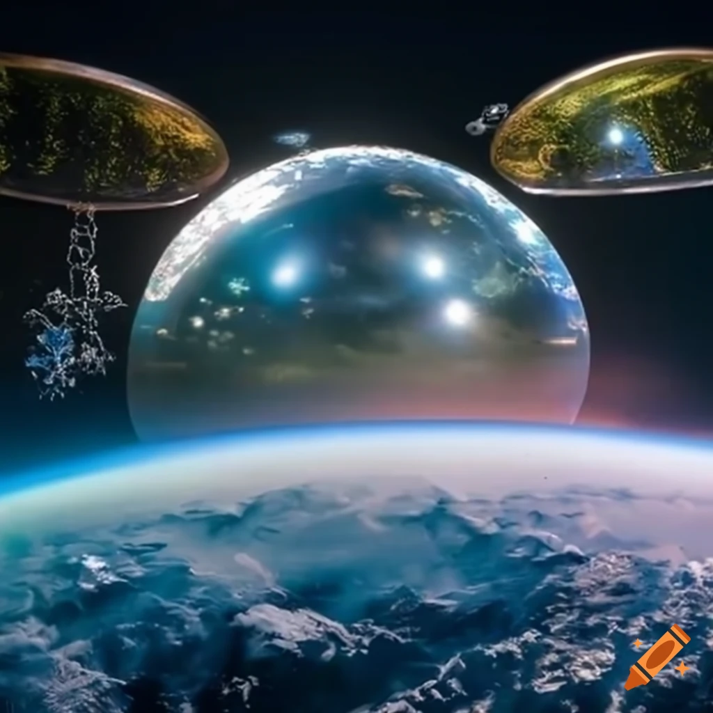 Glass dome farm on a satellite on Craiyon