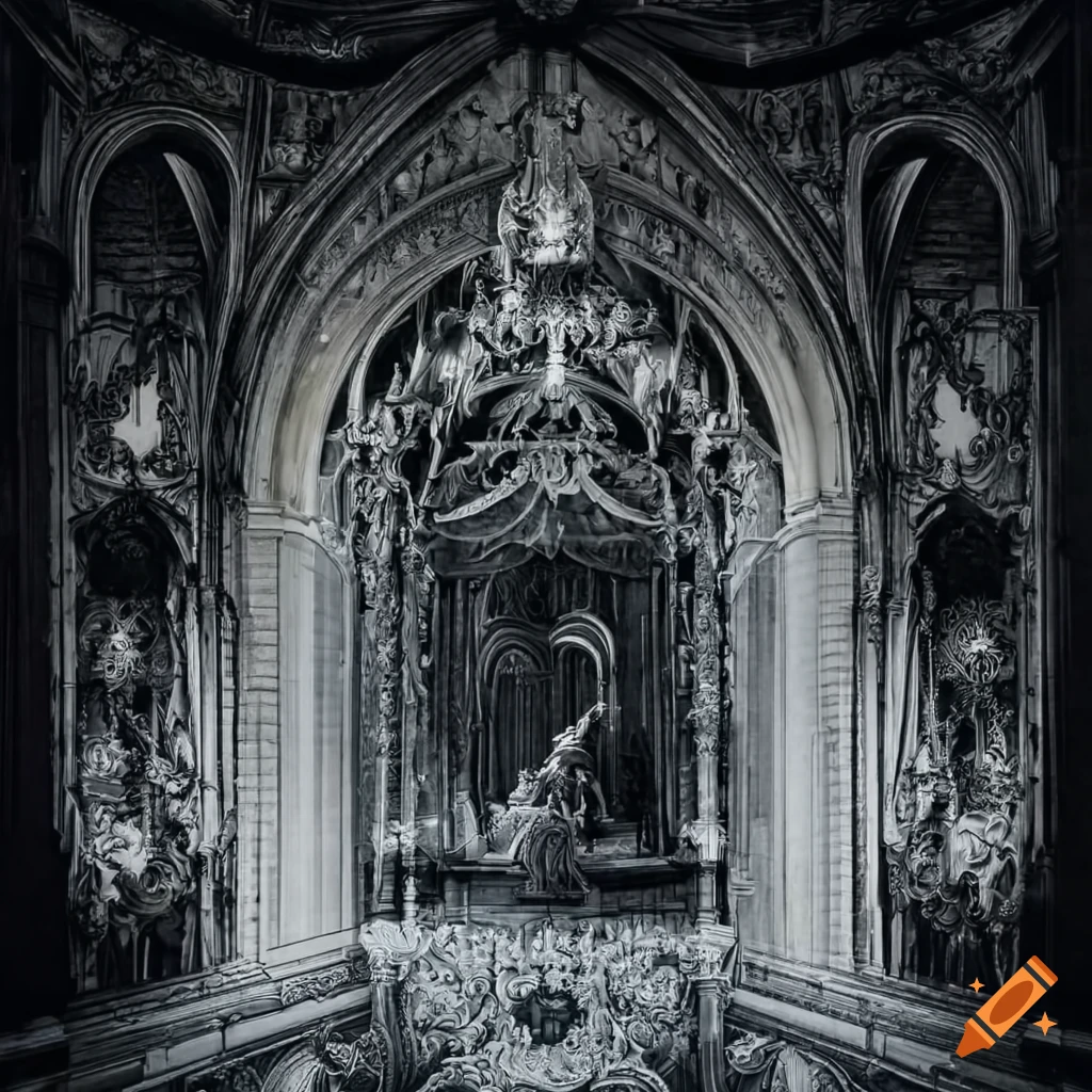 Intricate gothic details of black rose opera house on Craiyon