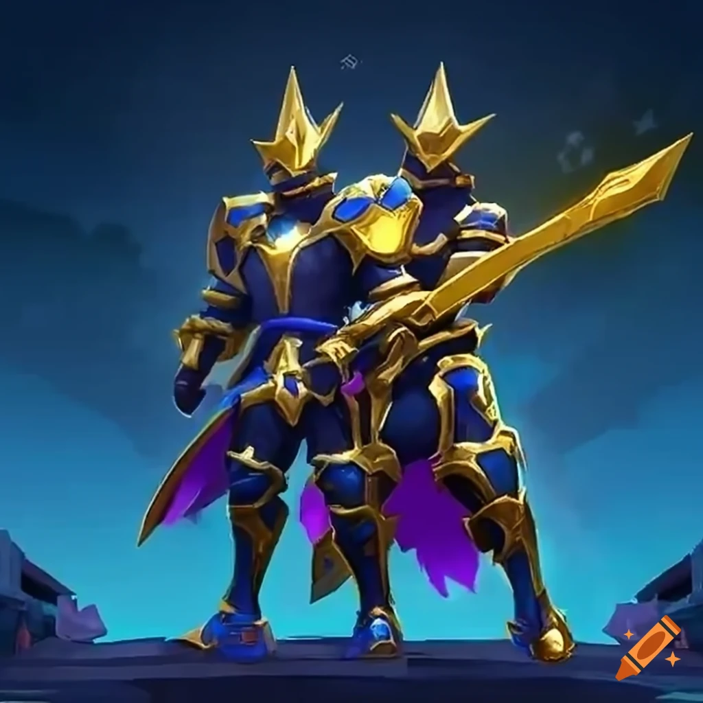 Image of twin paladins in battle armor on Craiyon