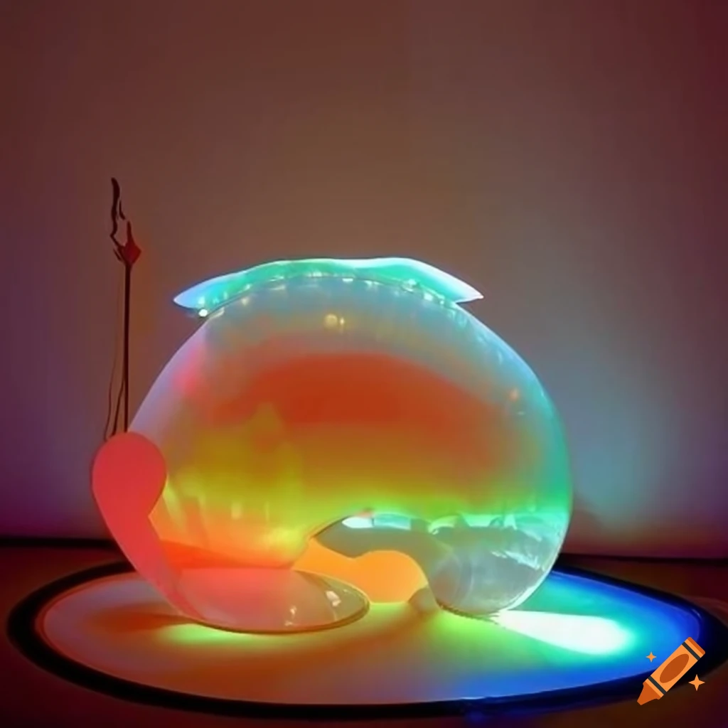 Abstract sculpture with translucent and opalescent architecture on Craiyon