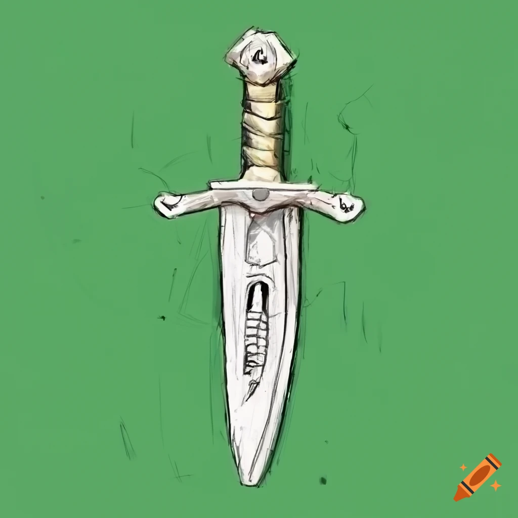 White bone dagger in sci-fi sketch art on Craiyon